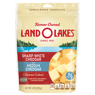 Sharp White & Medium Cheddar Cheese Cubes | Land O'Lakes
